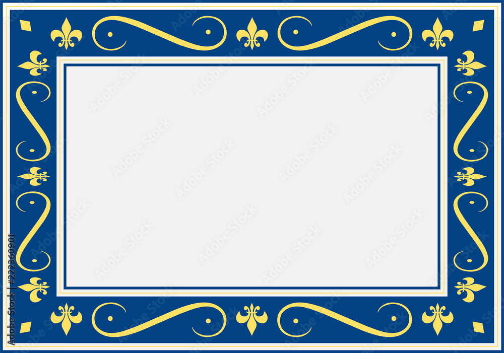 Marco elegante azul con relieves amarillos. Stock Vector | Adobe Stock