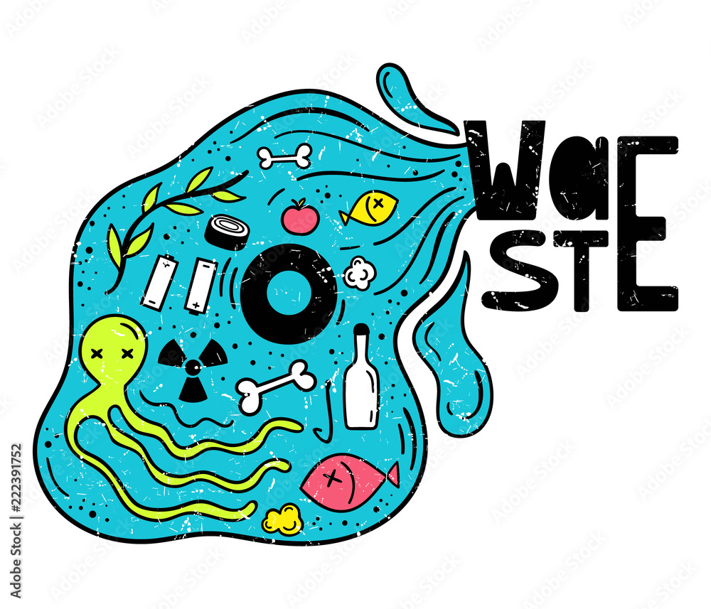 Water pollution. Vector illustration in cartoon style. Ecology Stock ...