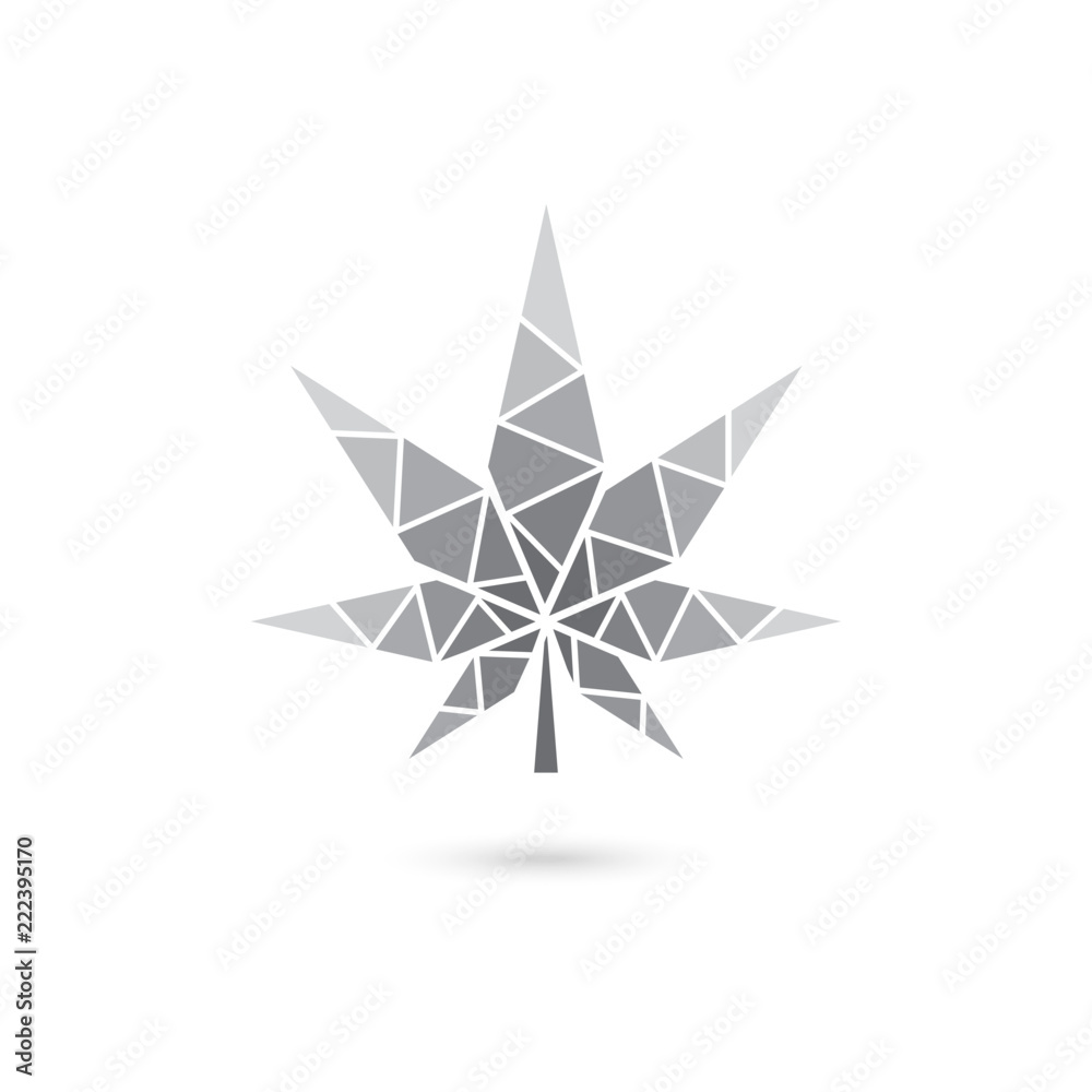 geometric vector design of marijuana leaves, simple leaf shape outline ...