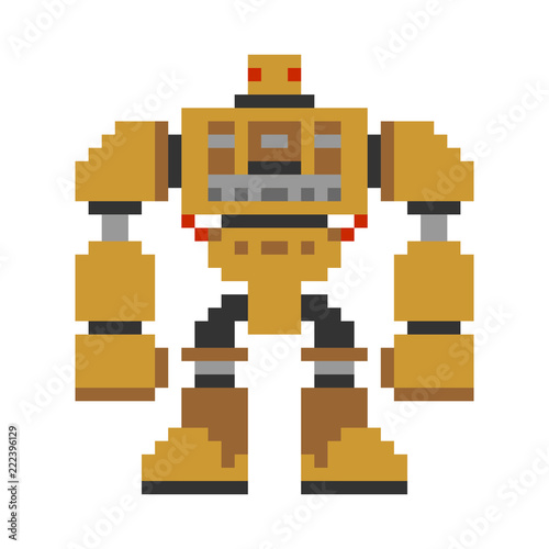 Robot pixel art. 8 bit Cyborg warrior future. Vector illustration Stock ...