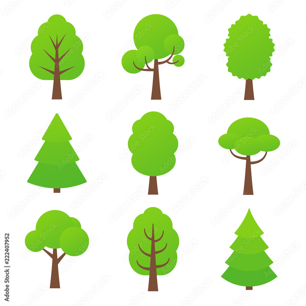 Tree icon. Vector. Nature symbol in flat design. Green forest plants ...