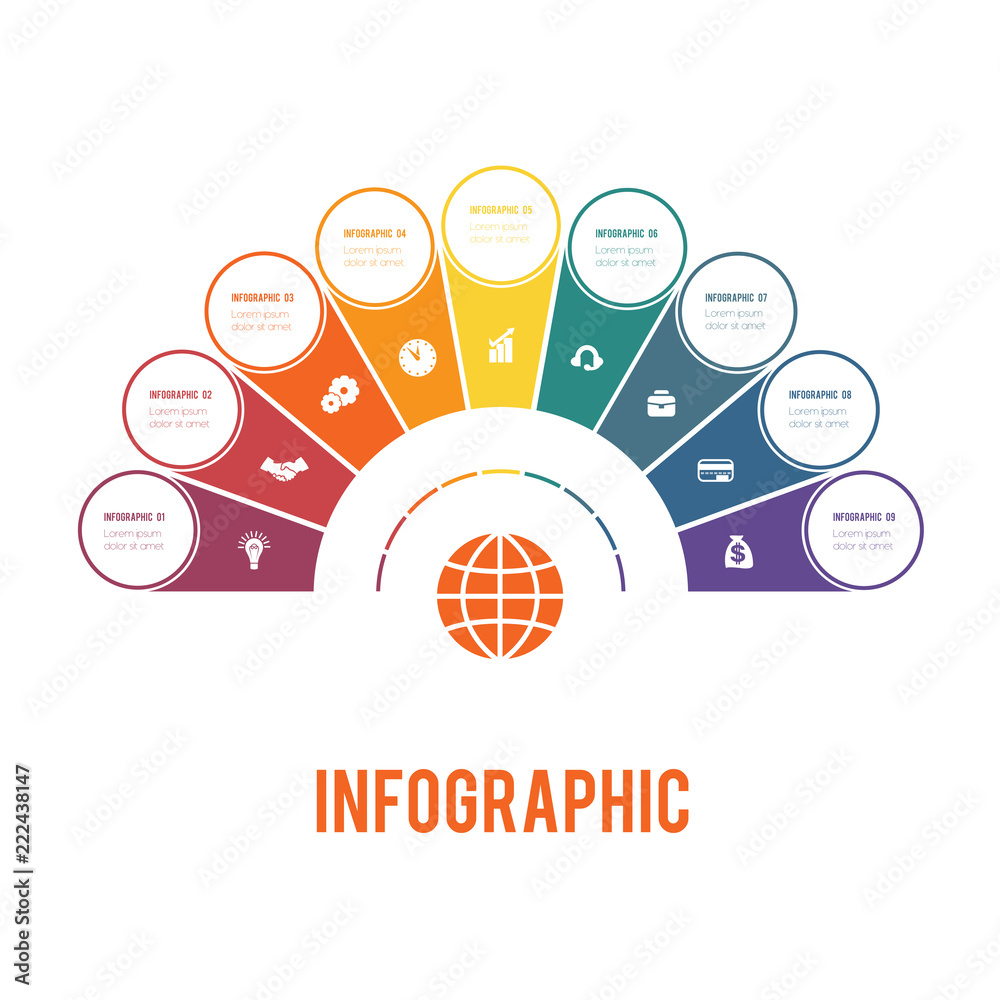 Colorful semicircle and circles. Elements of Infographics Conceptual ...