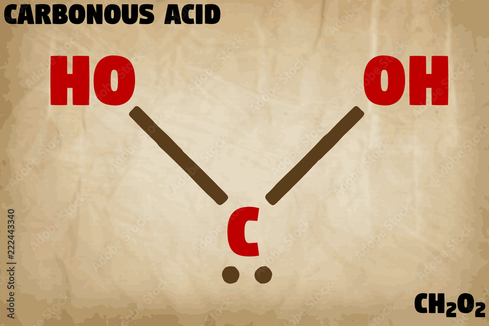 Detailed infographic illustration of the molecule of Carbonous acid ...