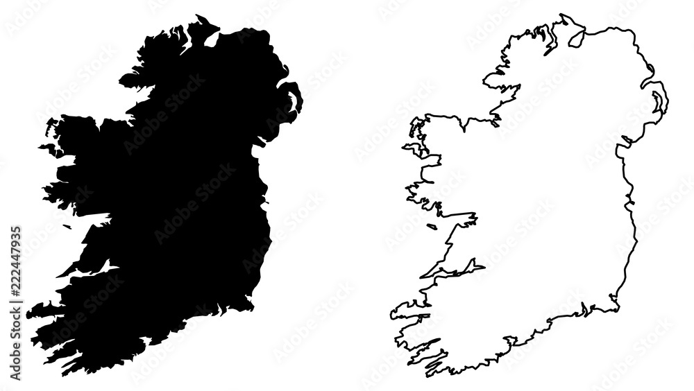 Simple (only sharp corners) map of Ireland (whole island, including ...