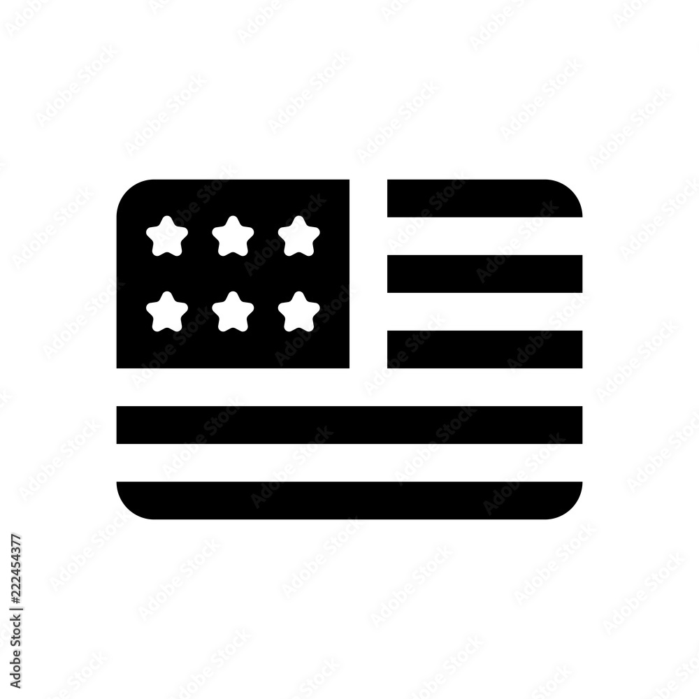 simple USA flag icon. Rectangle shape. Black on white background Stock ...