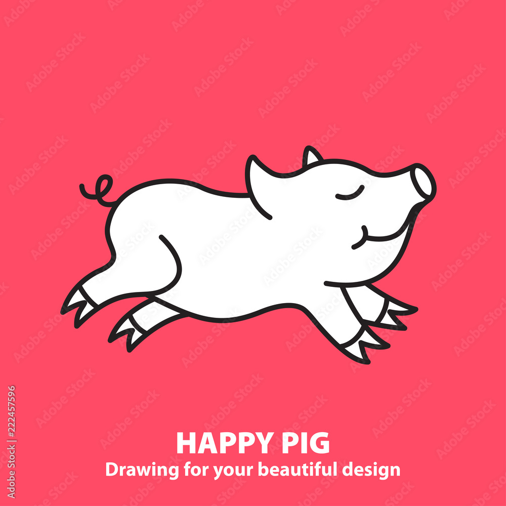 Cute happy pig. It can be used as - logo, pictogram, icon, infographic ...