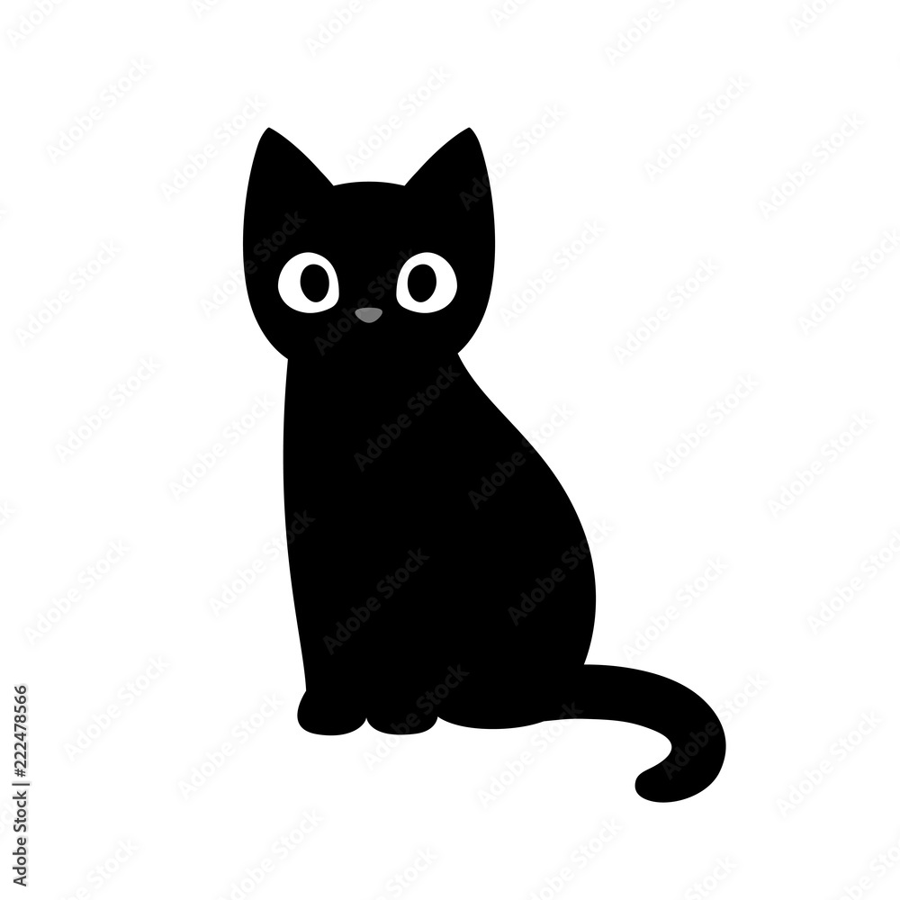 Cute cartoon black cat Stock Vector | Adobe Stock