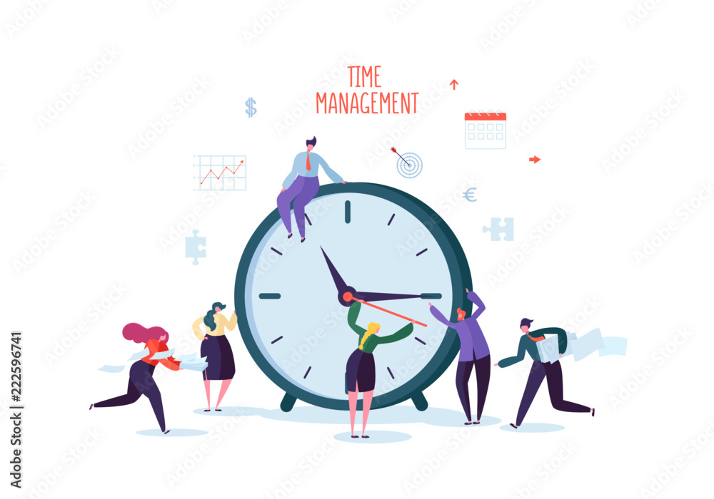 Time Management Concept. Flat Characters Organization Process. Business ...