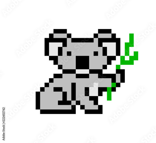 Pixel art koala bear character isolated on white background. Australian ...