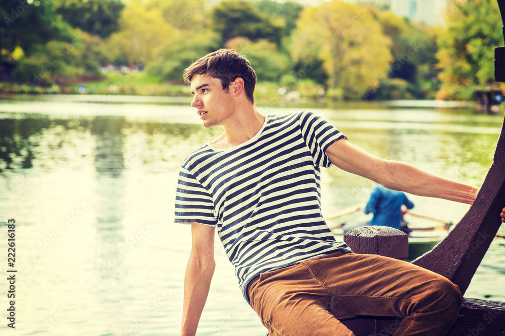 Young Eastern European Man Waiting for You at Central Park, New York ...