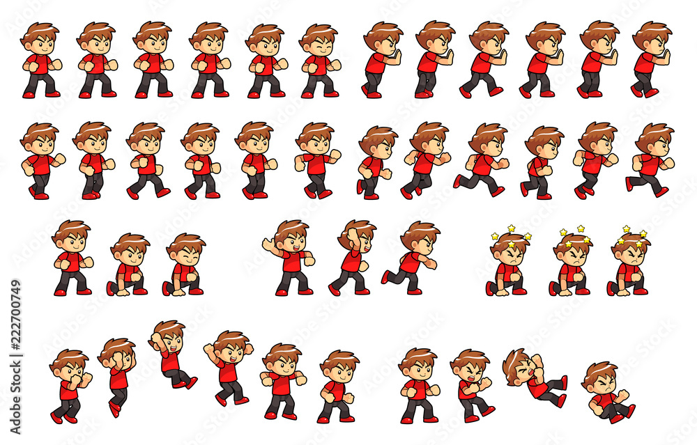 Courageous Boy Game Sprites Stock Vector | Adobe Stock