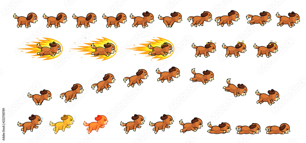Puppy Dog Game Sprites Stock Vector | Adobe Stock