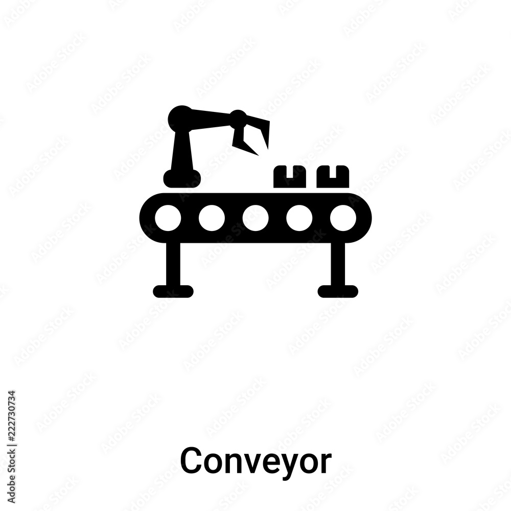 Conveyor icon vector isolated on white background, logo concept of ...