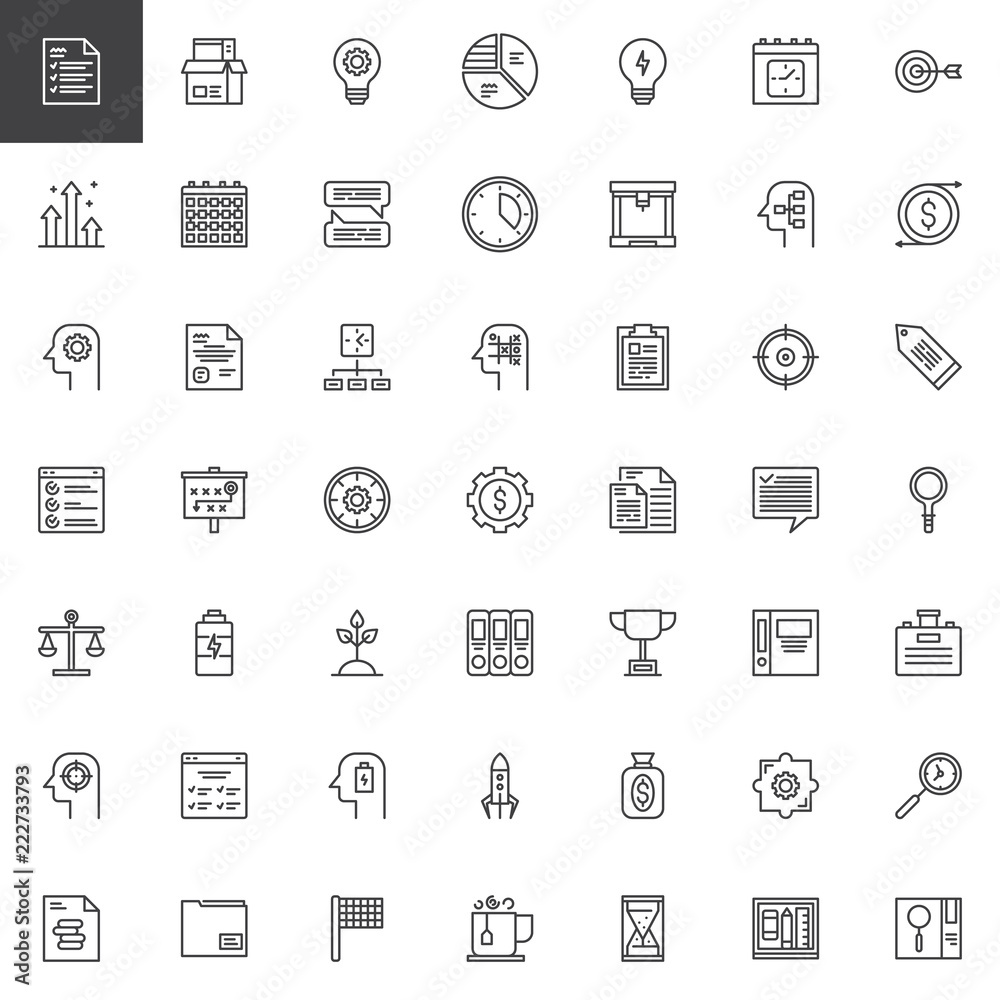 Business Productivity outline icons set. linear style symbols ...