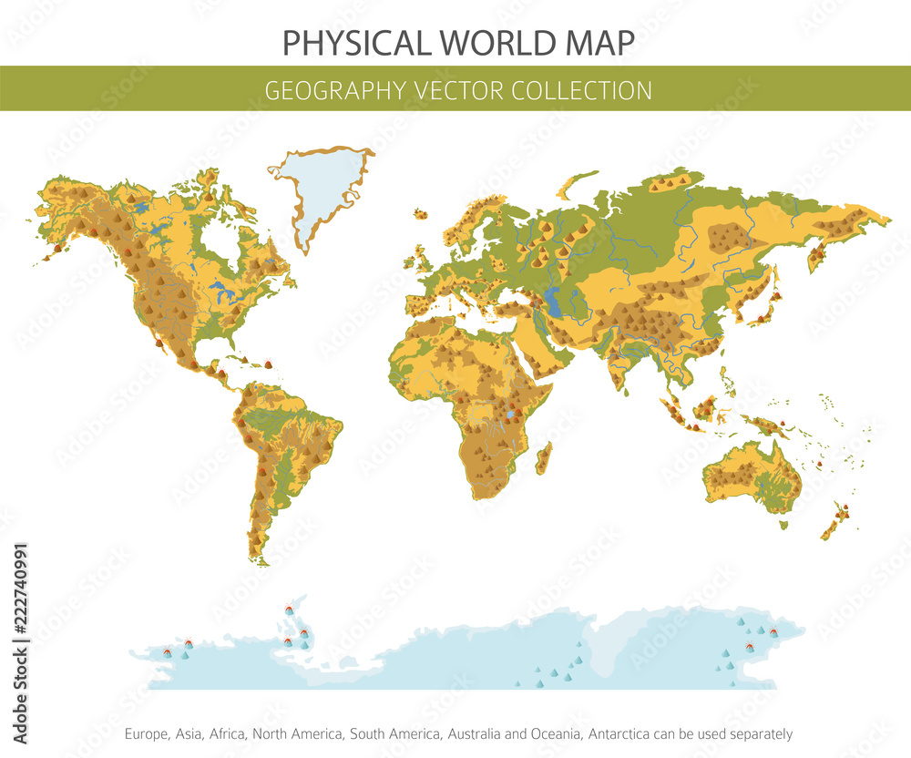 Physical world map elements. Build your own geography info graphic ...