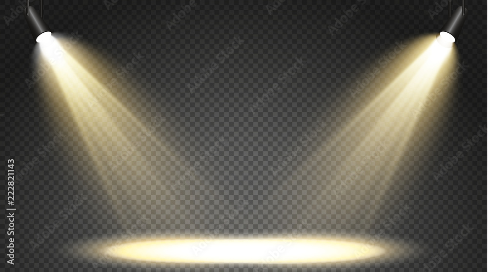 Set of colored searchlights on a transparent background. Bright ...