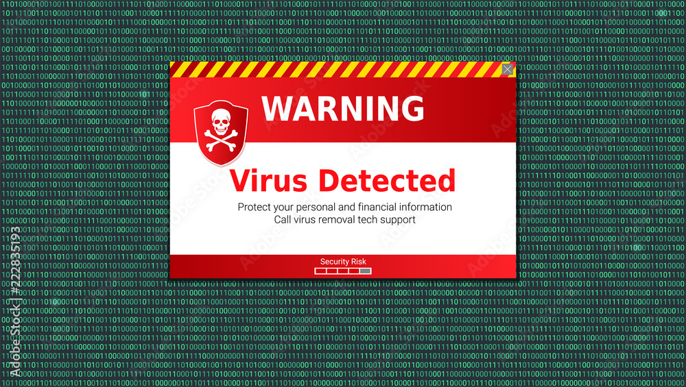 Virus Detected Alert Message Scanning And Identifying Computer Virus Inside Binary Code