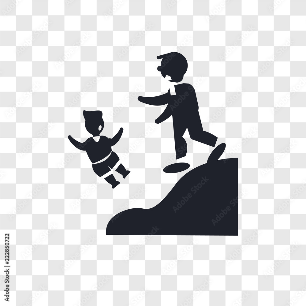 Man pushing child vector icon isolated on transparent background, Man ...