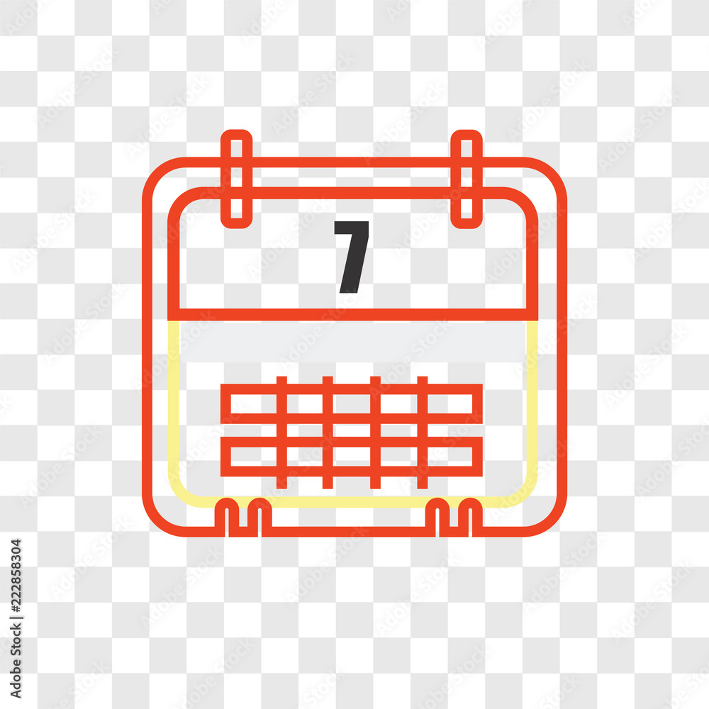 Weekly calendar vector icon isolated on transparent background, Weekly ...