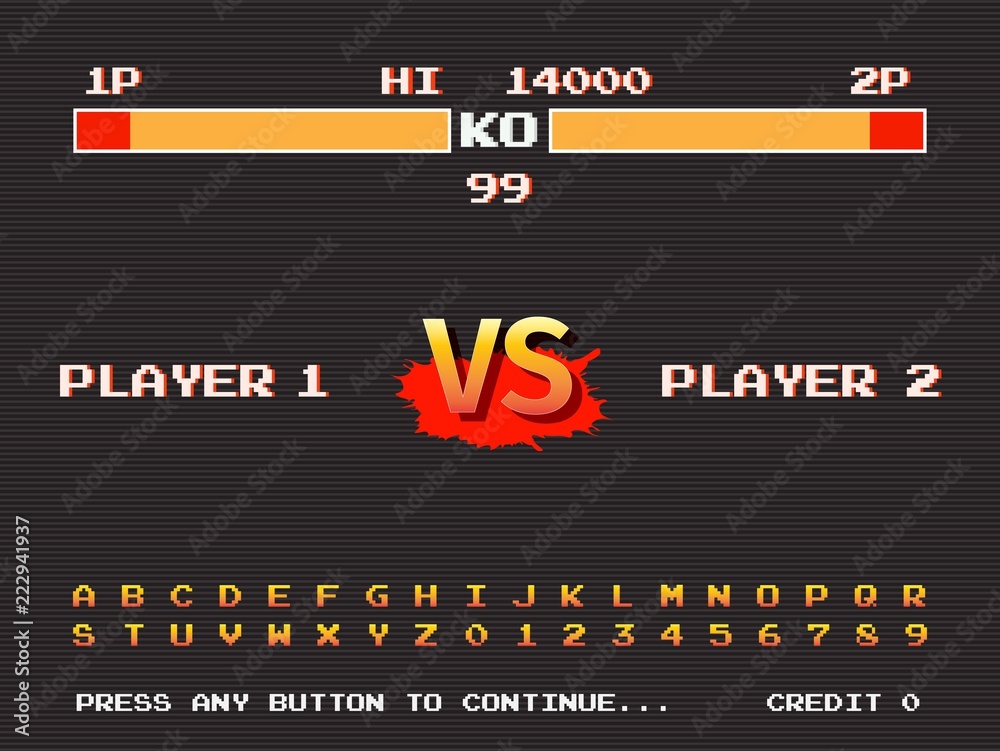 Vector de Stock Screen retro game arcade machine. Template of fighting ...