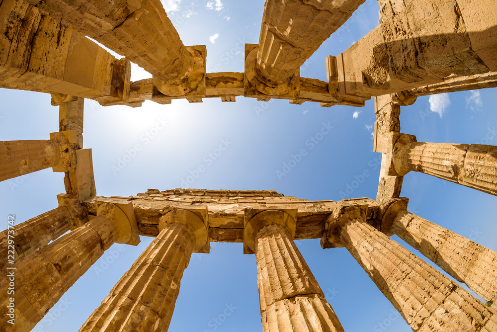 Ruins of the doric Temple of Hera (Temple E) inside the archaeological ...