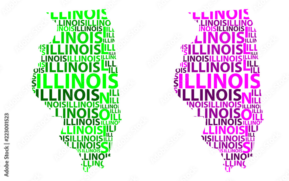 Sketch Illinois (United States of America) letter text map, Illinois ...
