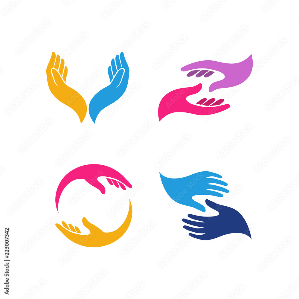 hand care logo design template. hand care vector icon illustration ...