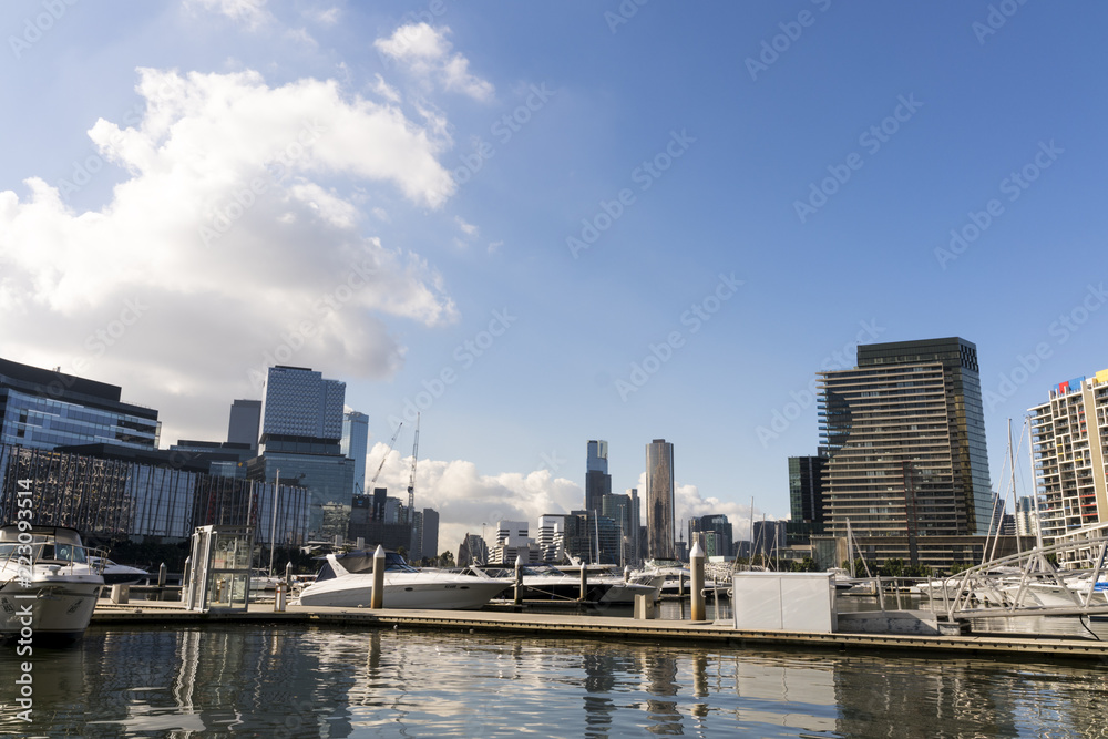 Docklands, Melbourne, Victoria, Australia. Waterfront buildings and ...