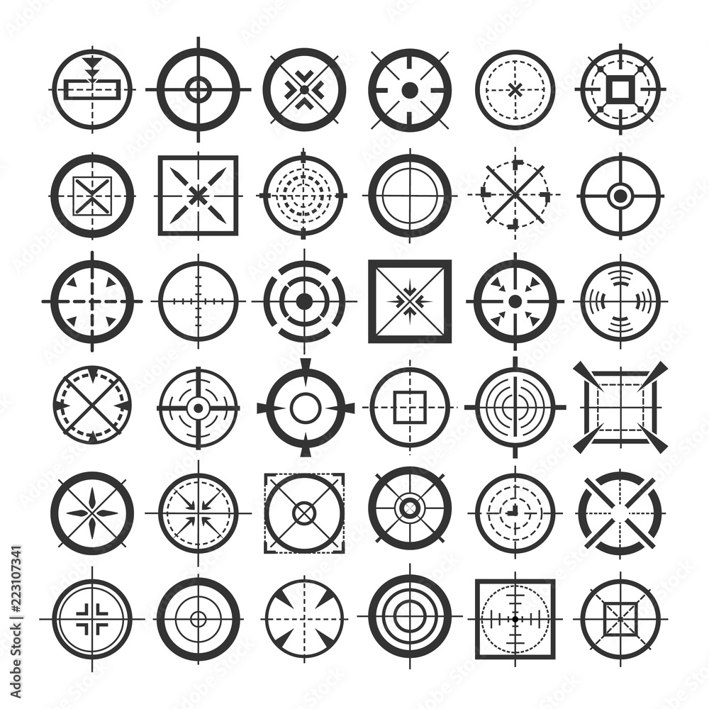 Crosshairs. Target crosshair icons, vector targeting shooter cross ...
