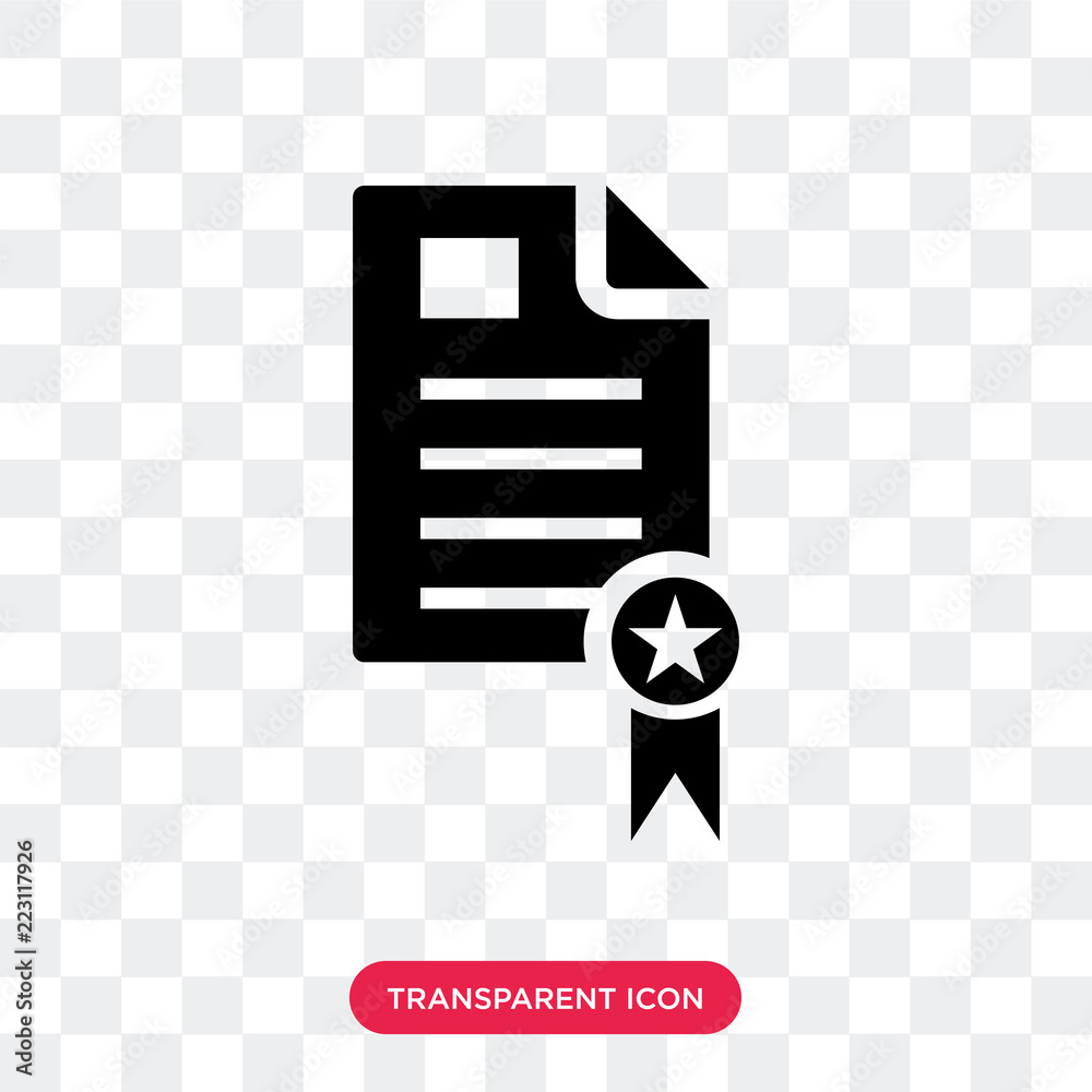 Certificate vector icon isolated on transparent background, Certificate ...
