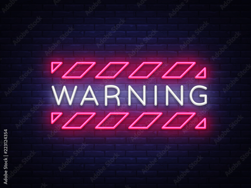 Warning Neon Text Vector. Danger Zone neon sign, design template ...