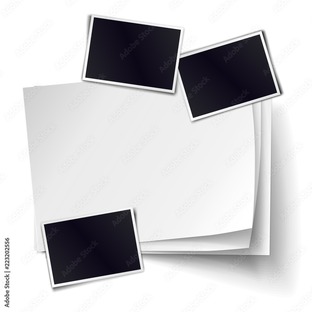 Vector stack of blank paper sheets with soft shadows isolated on white ...