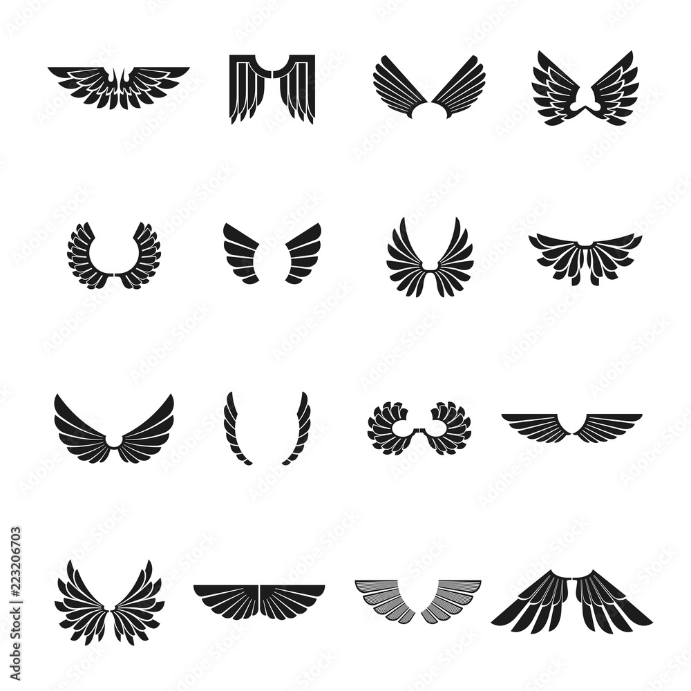 Freedom Wings emblems set. Heraldic Coat of Arms decorative logos ...