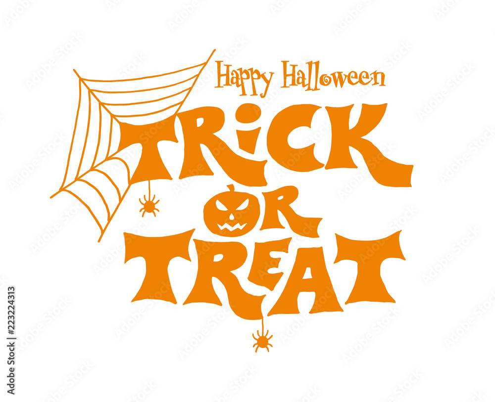 Trick or treat lettering design for Halloween celebration. Template for ...