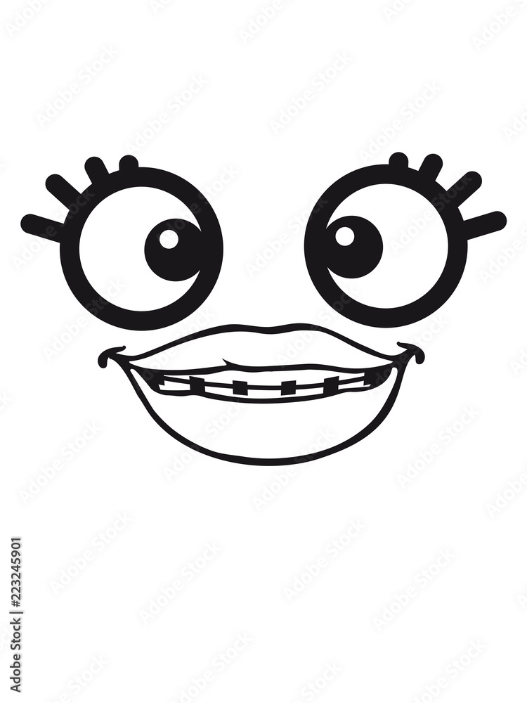 Kopf Frau Weiblich Mädchen Girl Crazy Verrückt Lippen Nerd Geek Monster