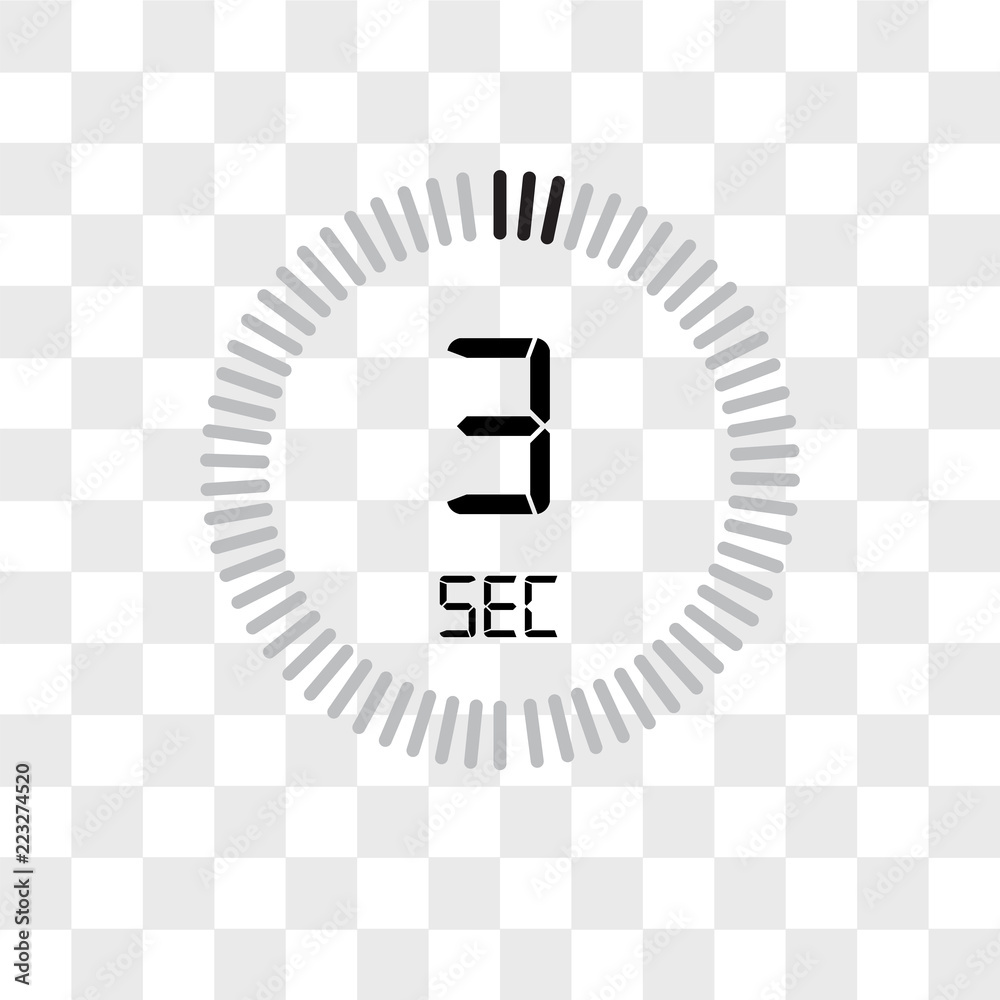The 3 seconds vector icon isolated on transparent background, The 3 ...