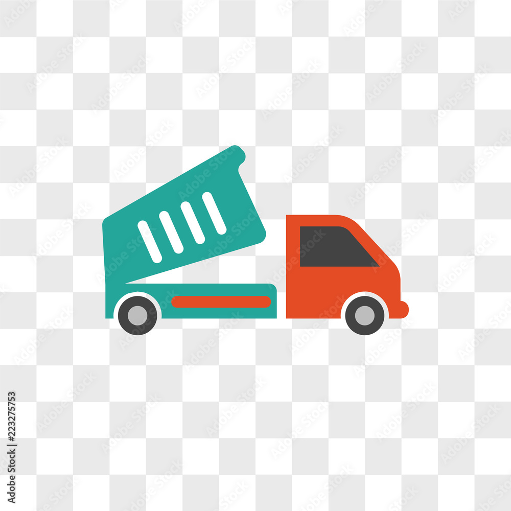 Garbage truck vector icon isolated on transparent background, Garbage ...