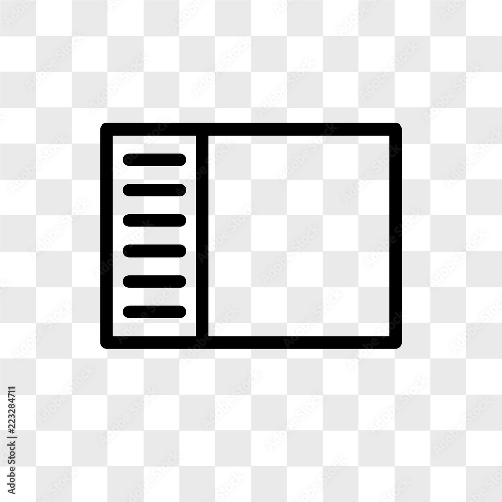 Sidebar vector icon isolated on transparent background, Sidebar logo ...