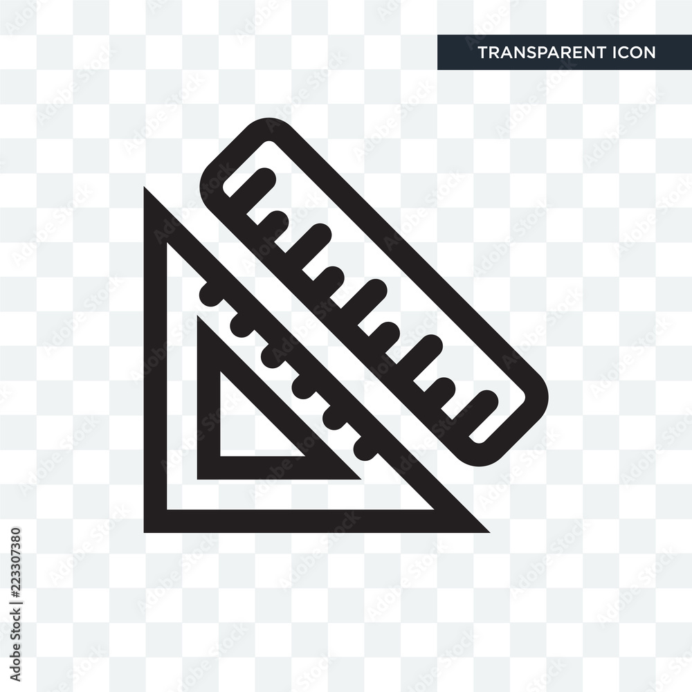 Ruler and square measuring tools vector icon isolated on transparent ...