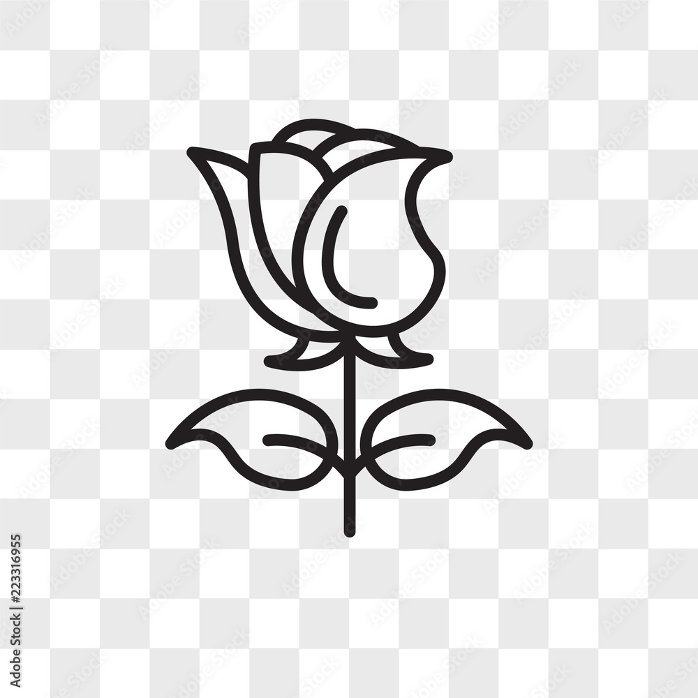 Rose vector icon isolated on transparent background, Rose logo design ...