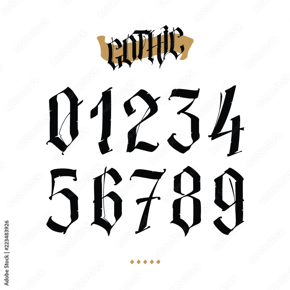Vector de Stock The numbers are in the Gothic style. Vector. Symbols ...