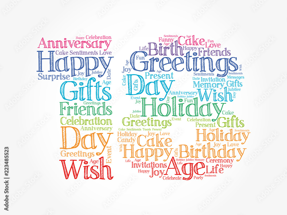 Happy 18th birthday word cloud collage concept Stock Vector | Adobe Stock