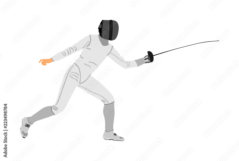 Fencing player portrait vector illustration isolated on white ...