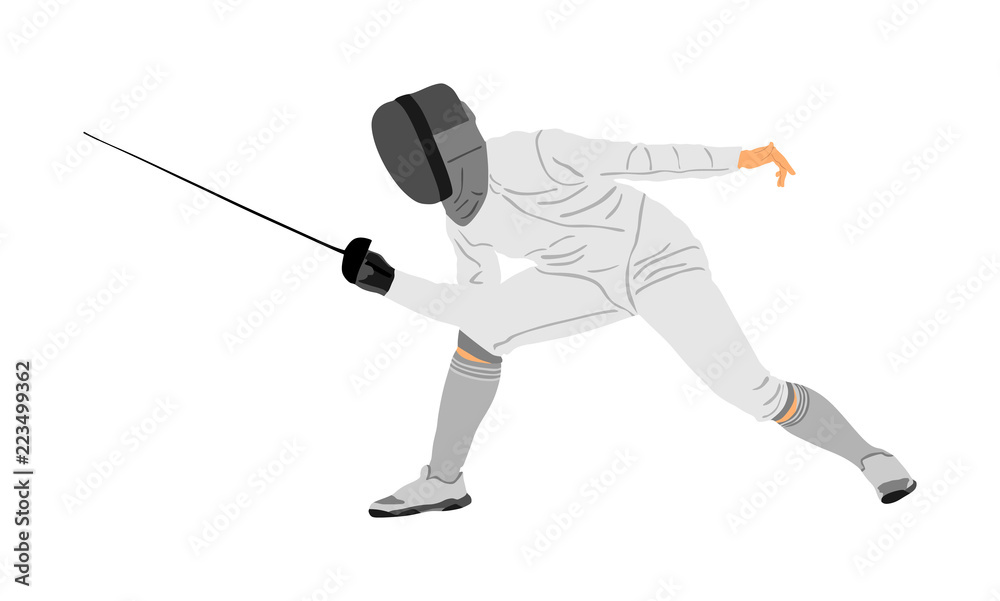 Fencing player portrait vector illustration isolated on white ...
