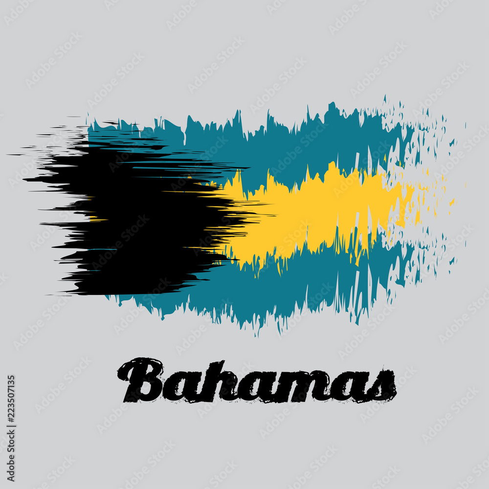 Brush style color flag of Bahamas, a horizontal triband of aquamarine ...
