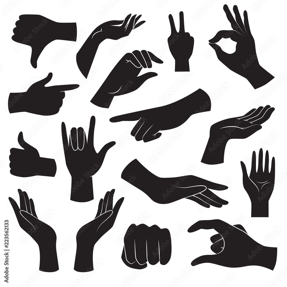 Collection of hand gesture icons. Vector art. Stock Vector | Adobe Stock