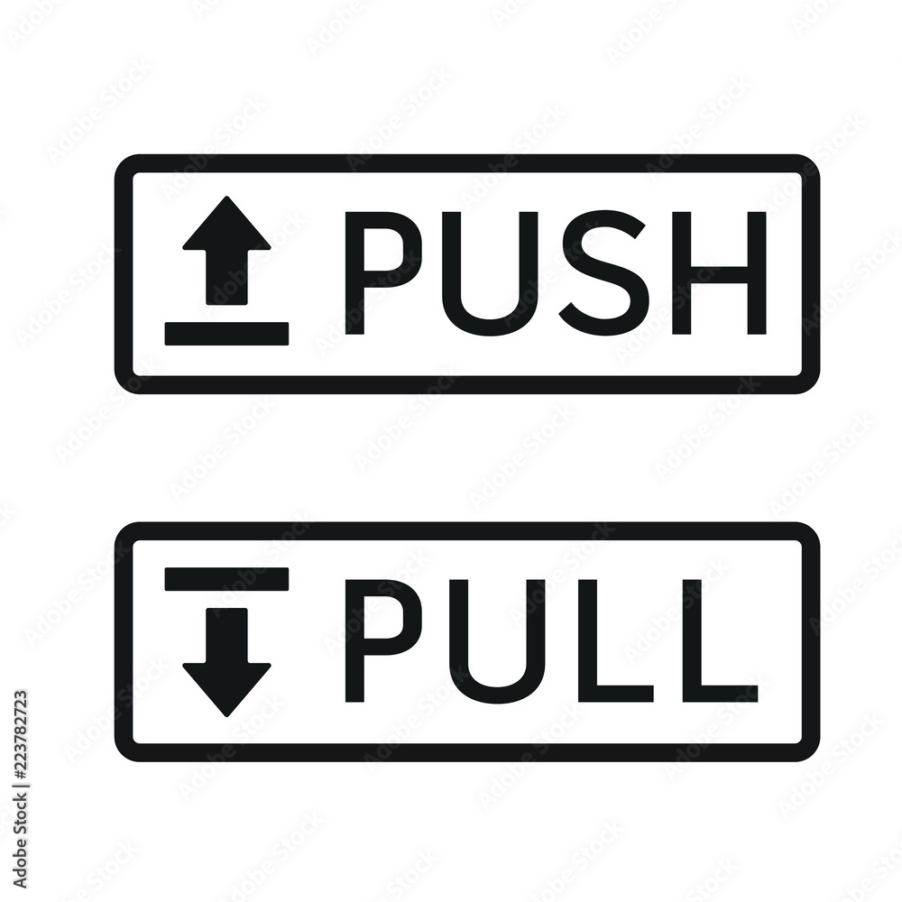 Push and pull sign label for door Stock Vector | Adobe Stock