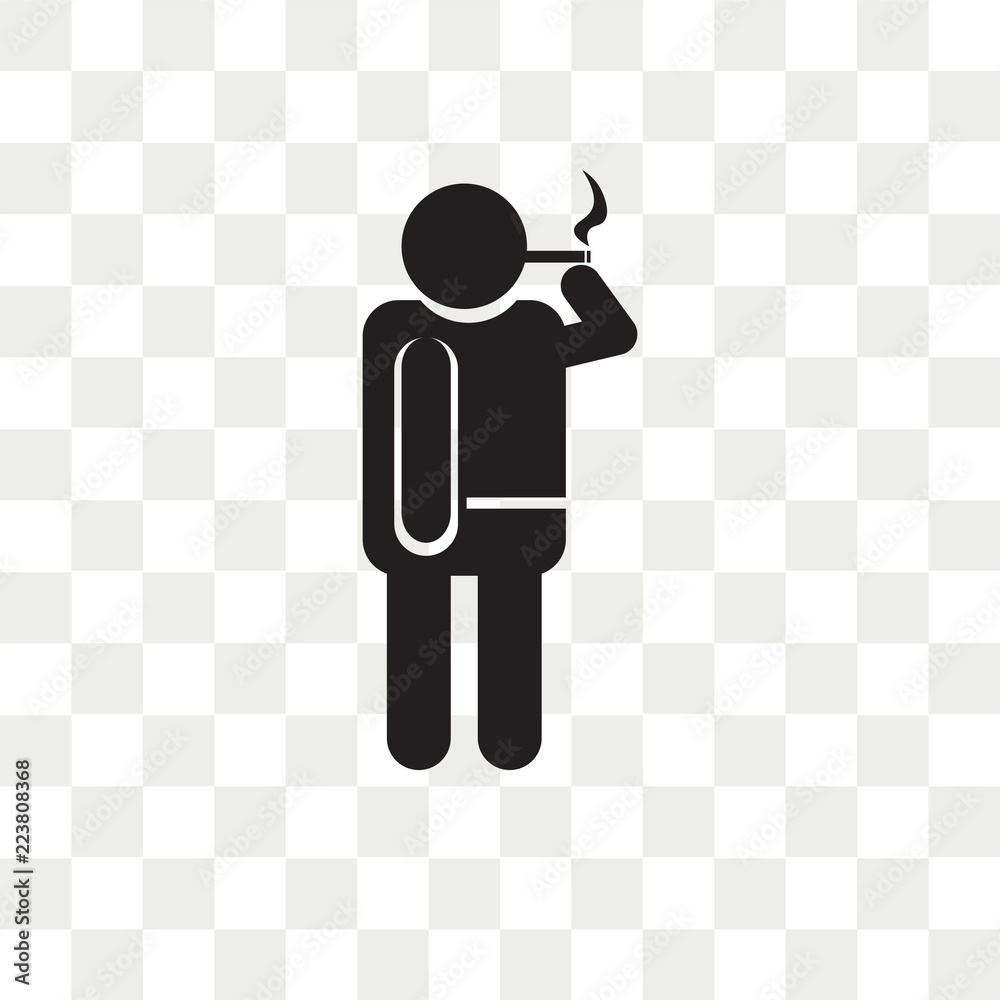 Man walking and smoking vector icon isolated on transparent background ...