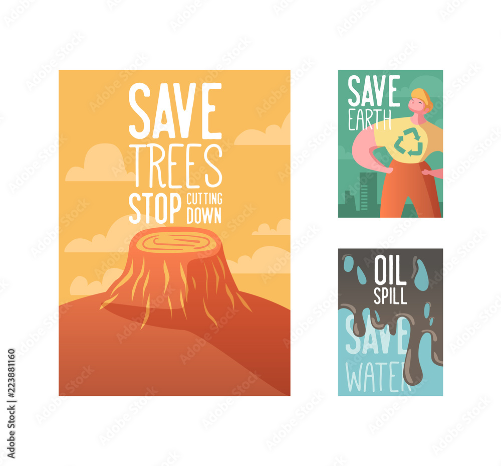 Save the Earth Poster, Banner, Advertising Flyer Collection. World ...
