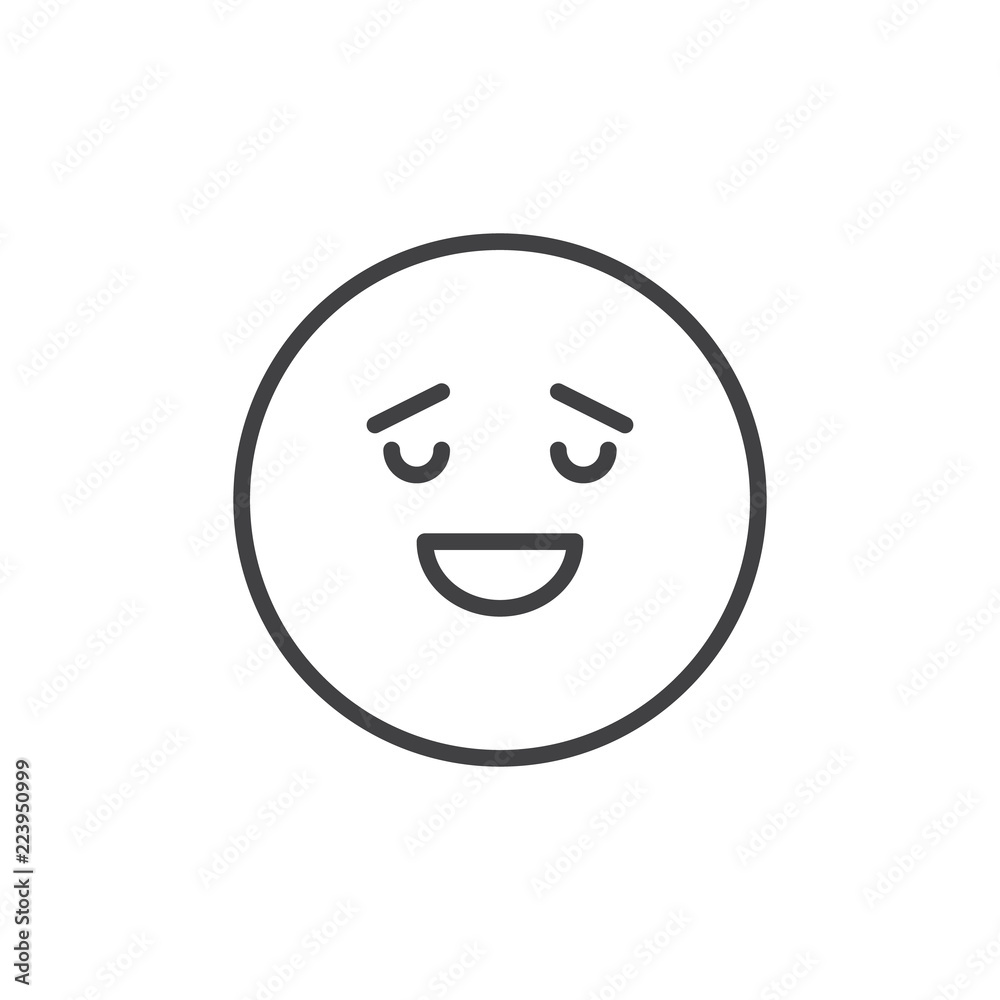 Calm face emoticon outline icon. linear style sign for mobile concept ...